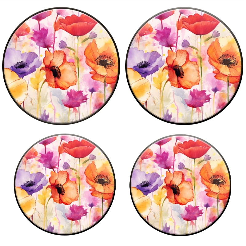 Bahomeck Electric Stove Burner Covers Set Of 4,Colorful Poppies Oil ...
