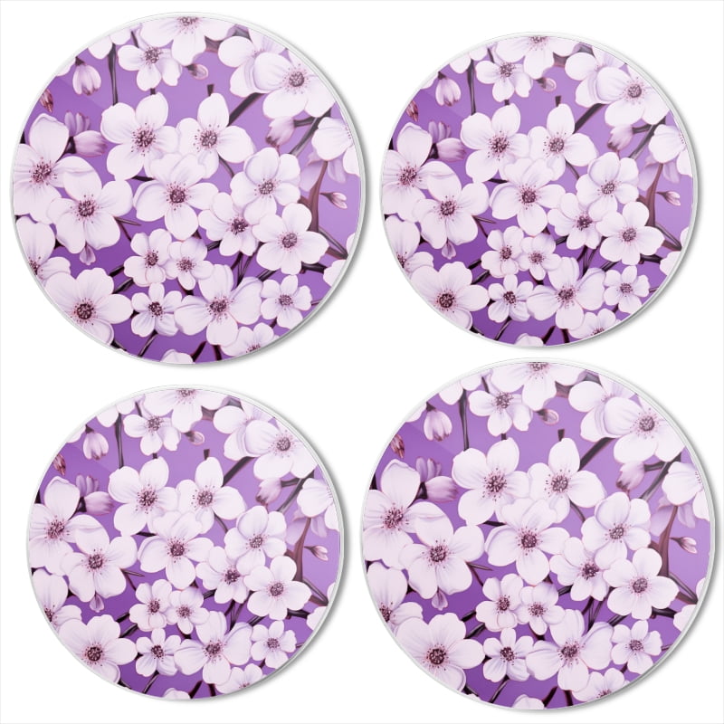 Bahomeck Electric Stove Burner Covers Set Of 4,Delicate Purple Cherry ...