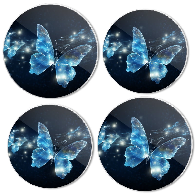 Bahomeck Electric Stove Burner Covers Set Of 4,Glowing Blue Butterflies ...