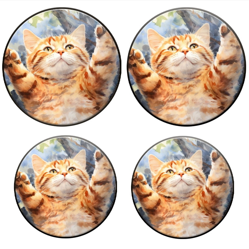 Bahomeck Electric Stove Burner Covers Set Of 4,Orange Cat With Paws ...