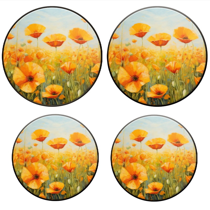 Bahomeck Electric Stove Burner Covers Set Of 4,Orange Poppies In Field ...