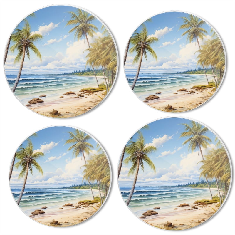 Bahomeck Electric Stove Burner Covers Set Of 4,Painting Of The Beach In ...