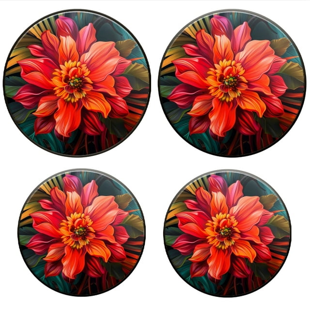 Bahomeck Electric Stove Burner Covers Set Of 4,Red And Orange Dahlia ...