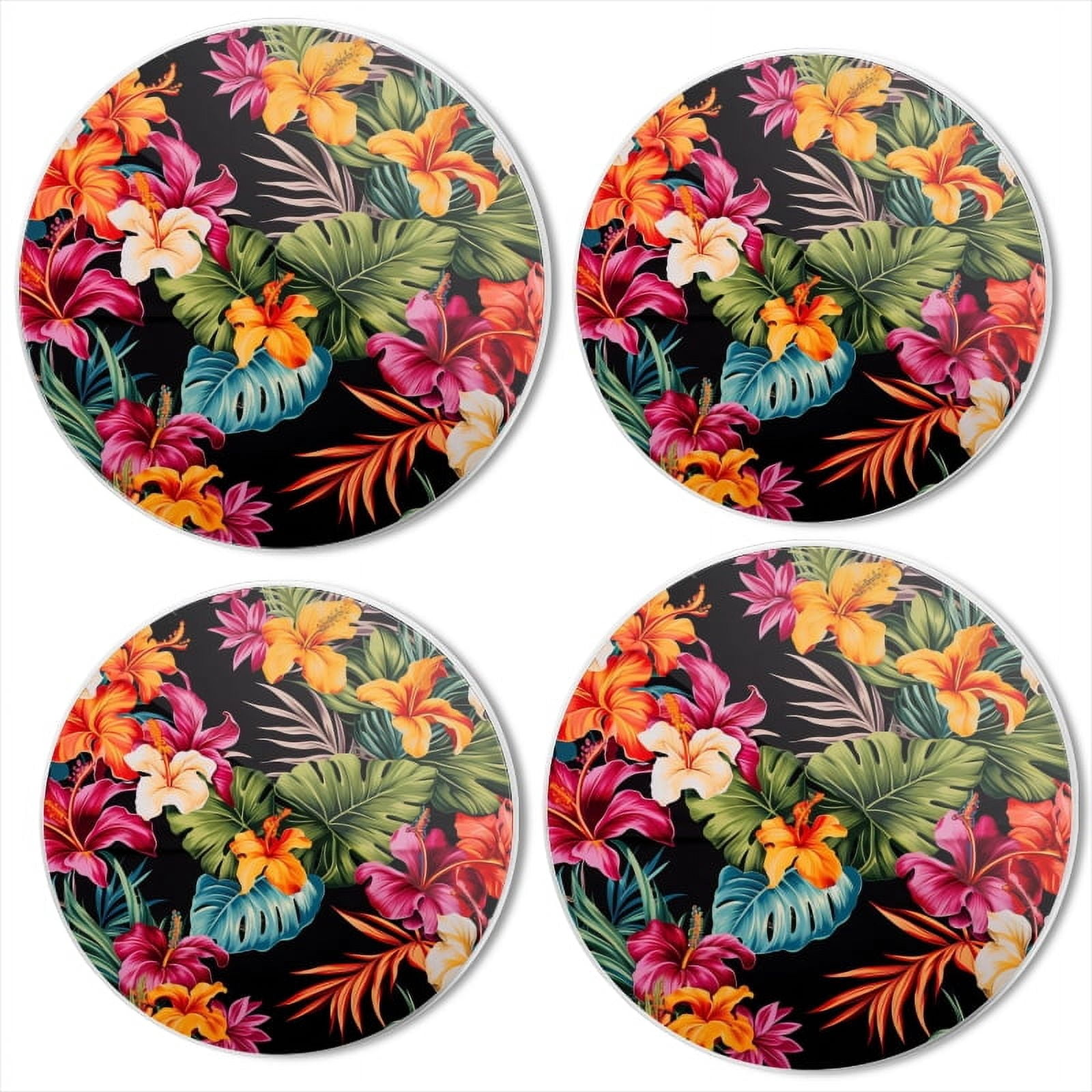 Bahomeck Electric Stove Burner Covers Set Of 4,Tropical Leaves And ...