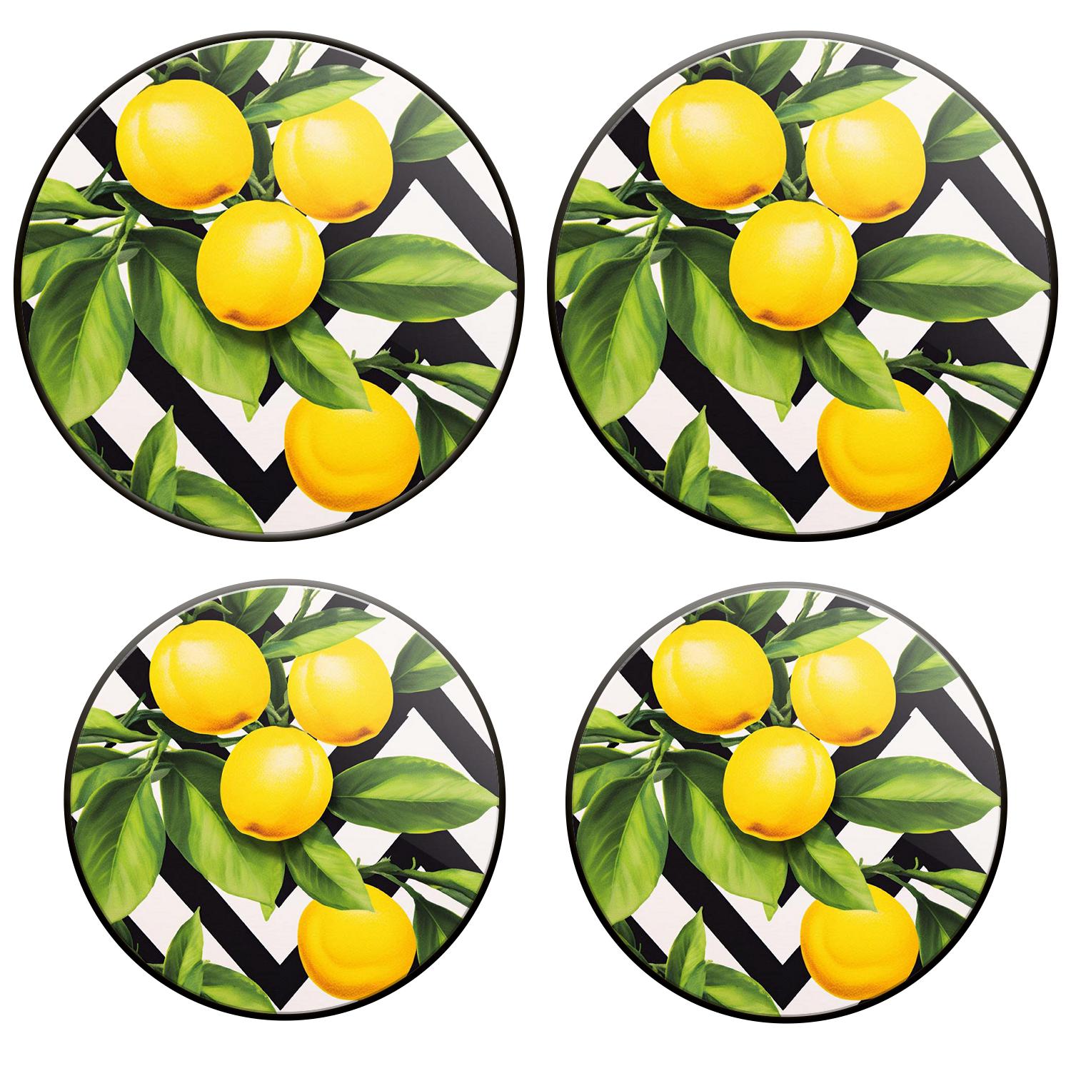 Bahomeck Gas Stove Burner Cover Set Of 4，Bright Yellow Lemon Tree Metal ...