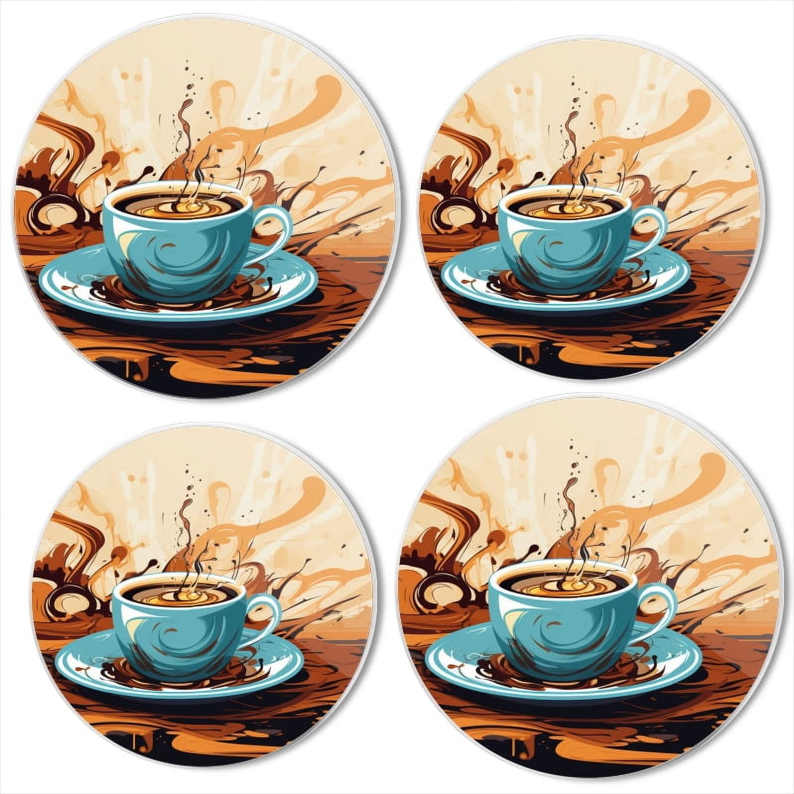 Bahomeck Gas Stove Burner Cover Set Of 4,Coffee Cup With Splashes Metal ...