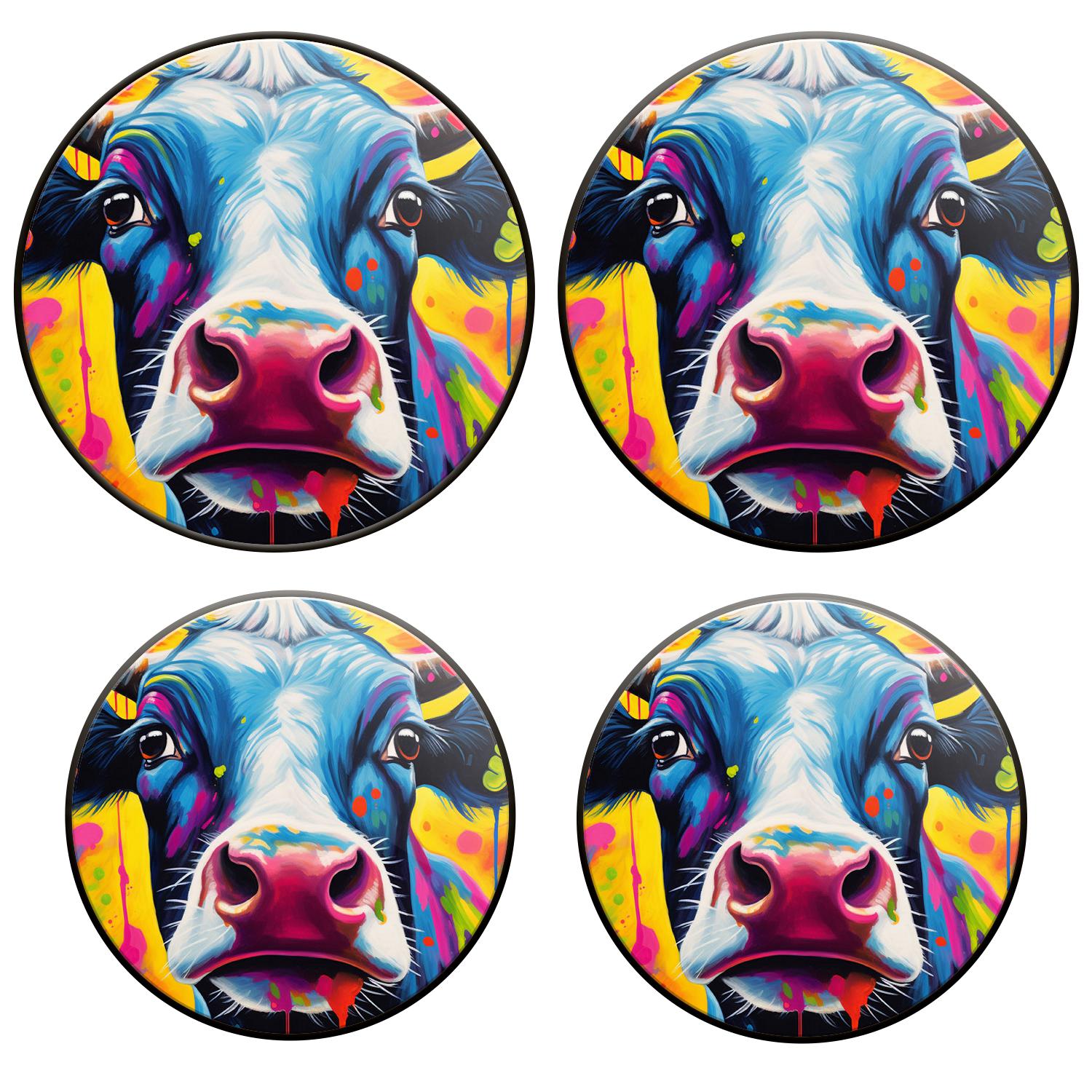 Bahomeck Gas Stove Burner Cover Set of 4，Colorful Cow Head Oil Painting ...