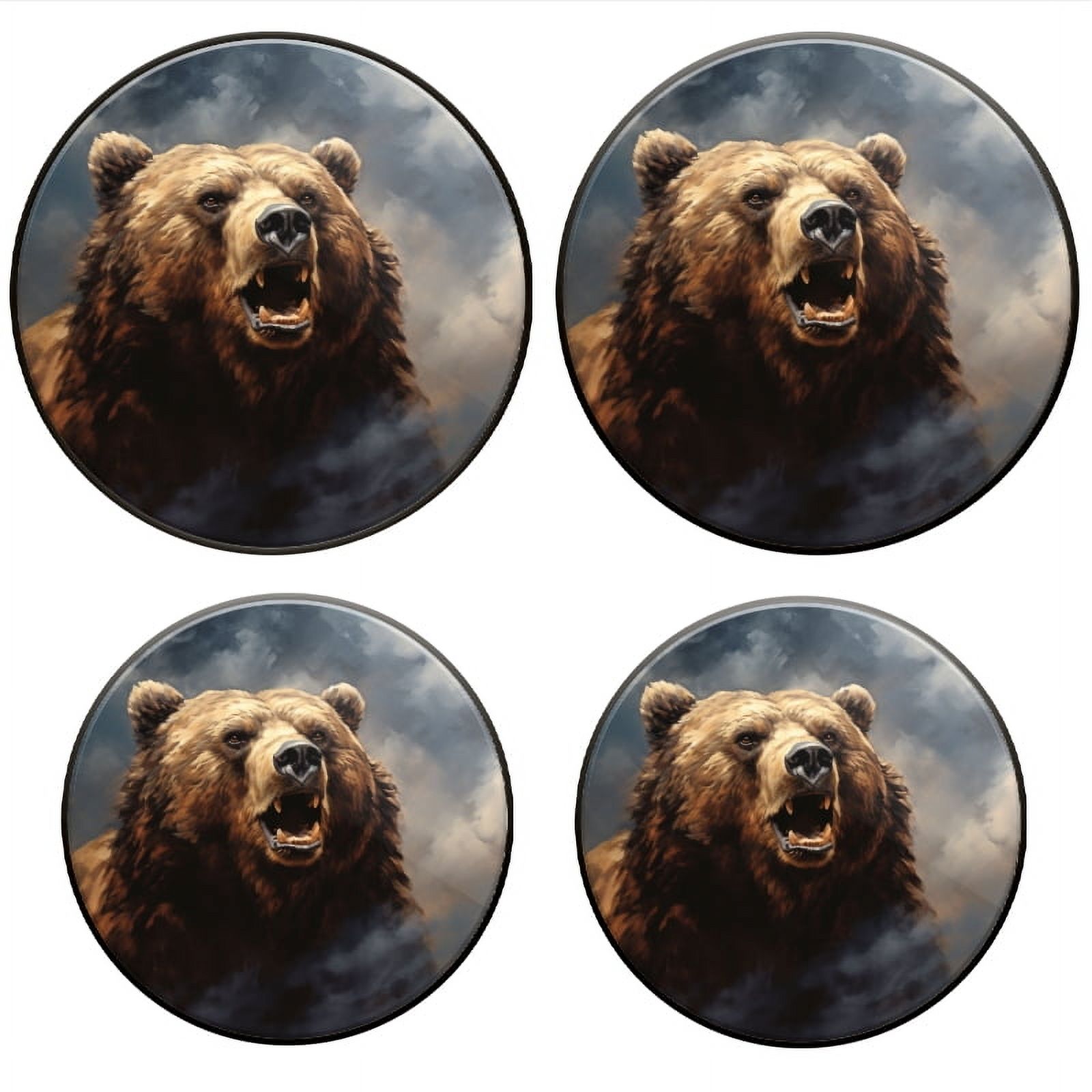 Bahomeck Gas Stove Burner Cover Set Of 4,Fierce Grizzly Bear Roaring In ...