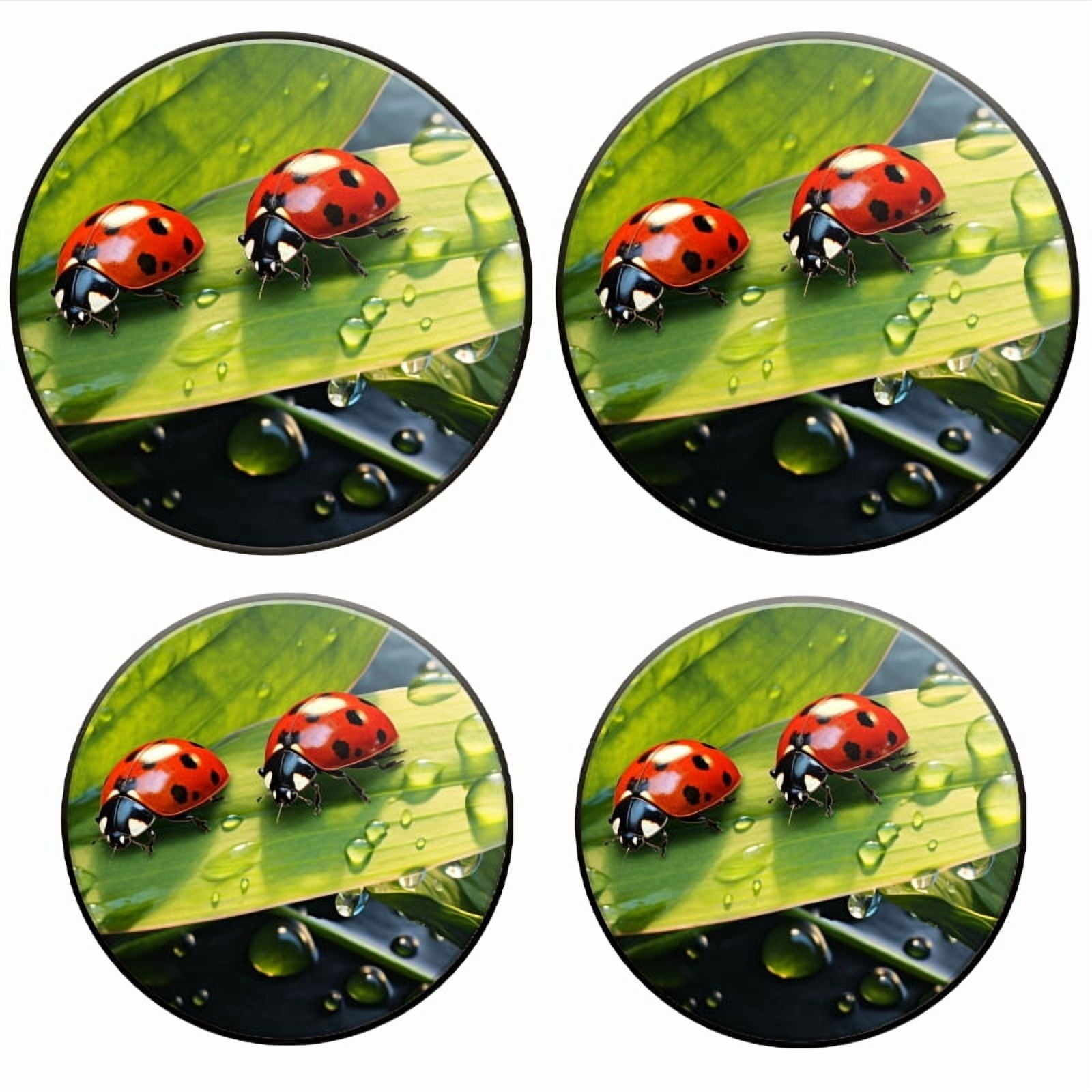 Bahomeck Gas Stove Burner Cover Set Of 4,Ladybugs On The Edge Of Green ...