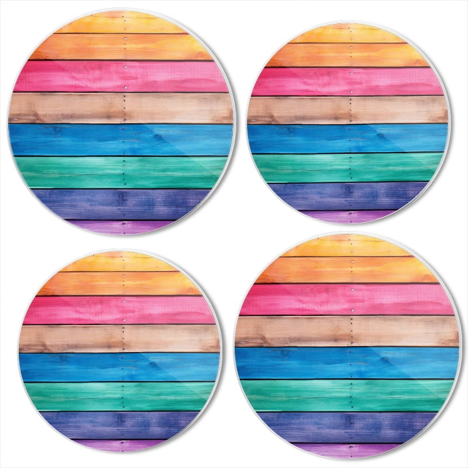 Bahomeck Gas Stove Burner Cover Set Of 4,Rainbow-Colored Wooden Wall ...