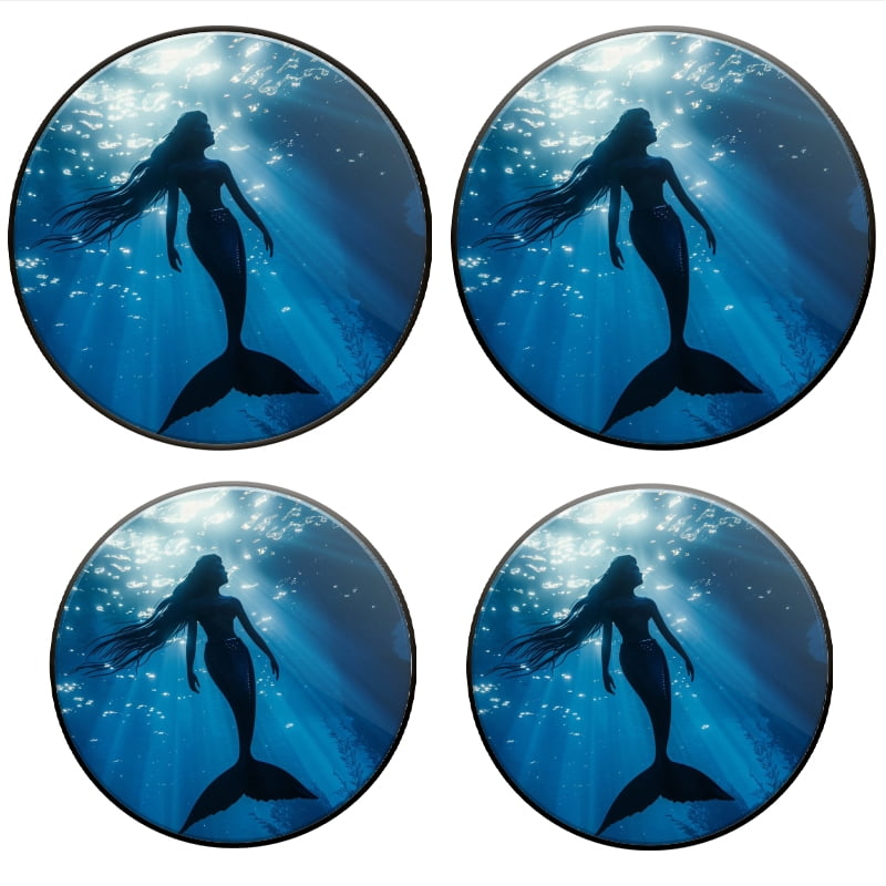 Bahomeck Gas Stove Burner Cover Set Of 4,Silhouette Of Mermaid In The ...