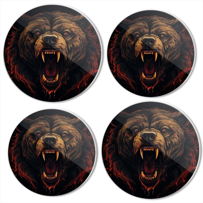 Bahomeck Gas Stove Burner Cover Set Of 4,Angry Bear Head With Open ...