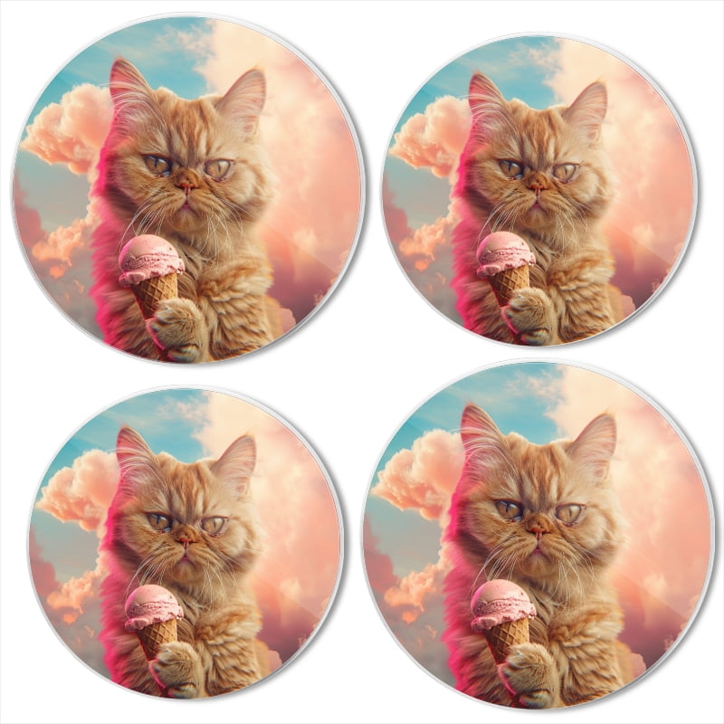 Bahomeck Gas Stove Burner Cover Set Of 4,Angry Cat Holding Ice Cream ...