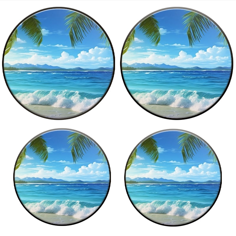 Bahomeck Gas Stove Burner Cover Set Of 4,Beautiful Beach With Palm ...