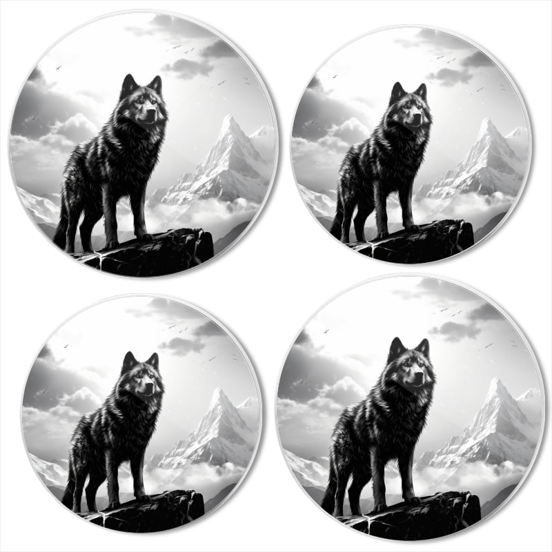 Bahomeck Gas Stove Burner Cover Set Of 4,Black And White Wolf Standing ...