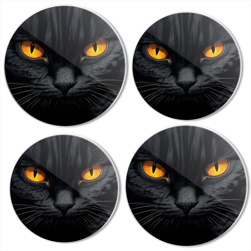 Bahomeck Gas Stove Burner Cover Set Of 4,Black Cat With Yellow Eyes ...