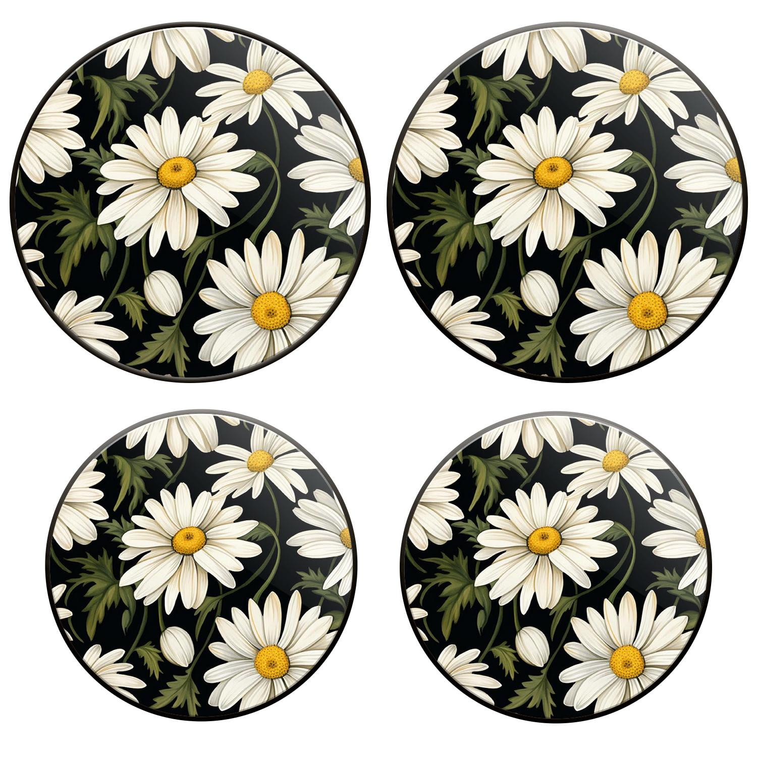 Bahomeck Gas Stove Burner Cover Set Of 4，Blooming Green Leafy White ...
