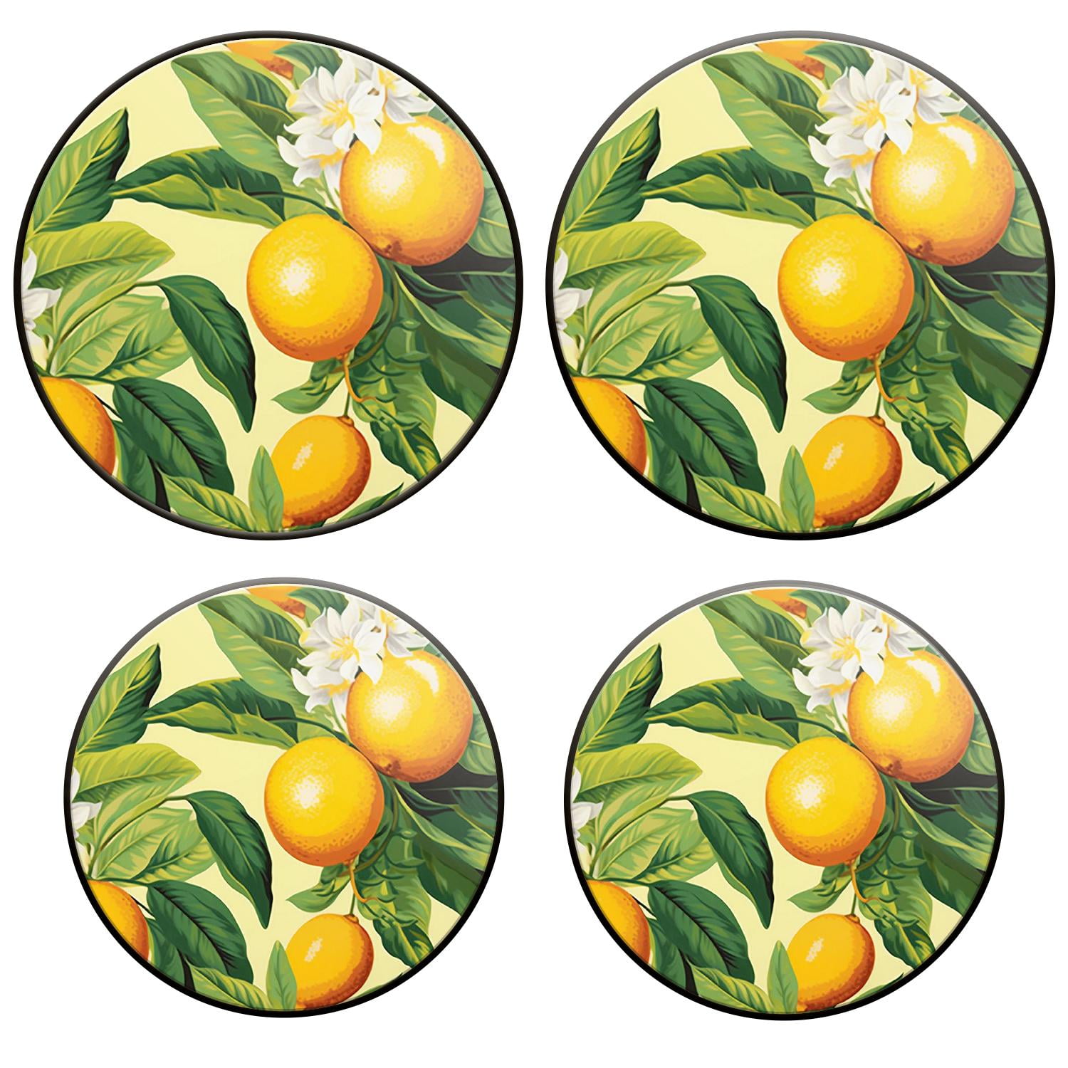 Bahomeck Gas Stove Burner Cover Set Of 4，Bright Yellow Lemon Tree Metal ...