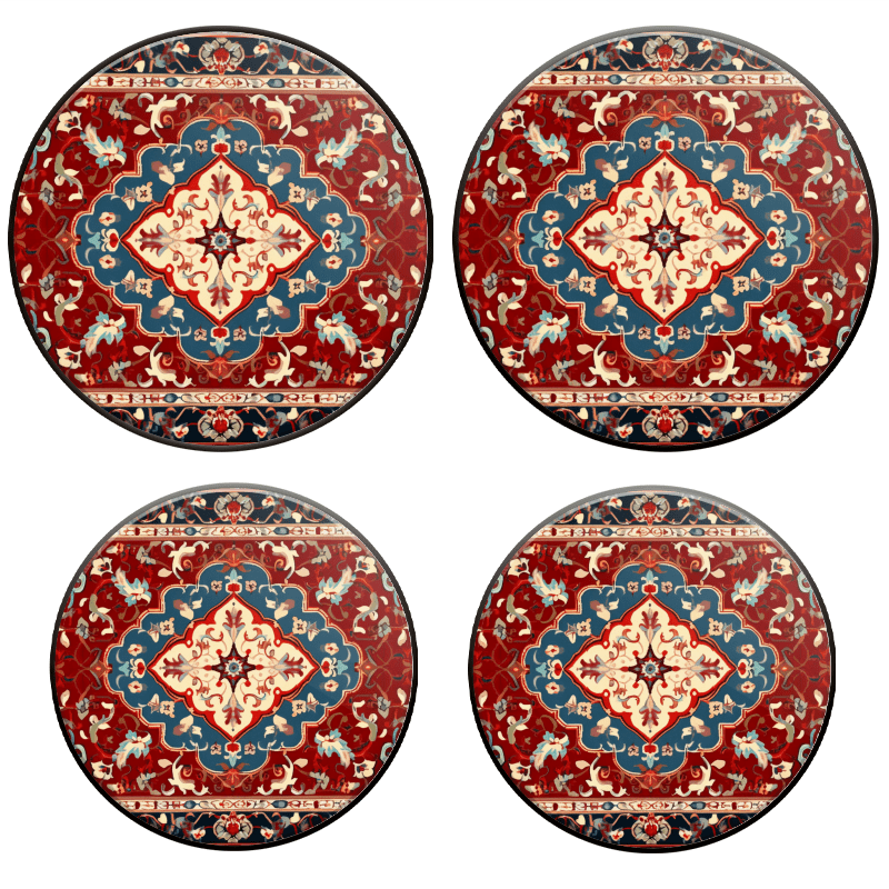 Bahomeck Electric Stove Burner Covers Set Of 4,Carpet With Red And ...