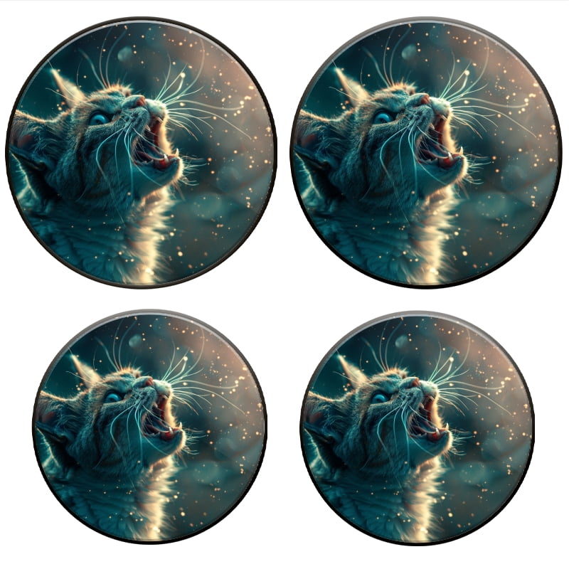Bahomeck Gas Stove Burner Cover Set Of 4,Cat With Mouth Open Surrounded ...