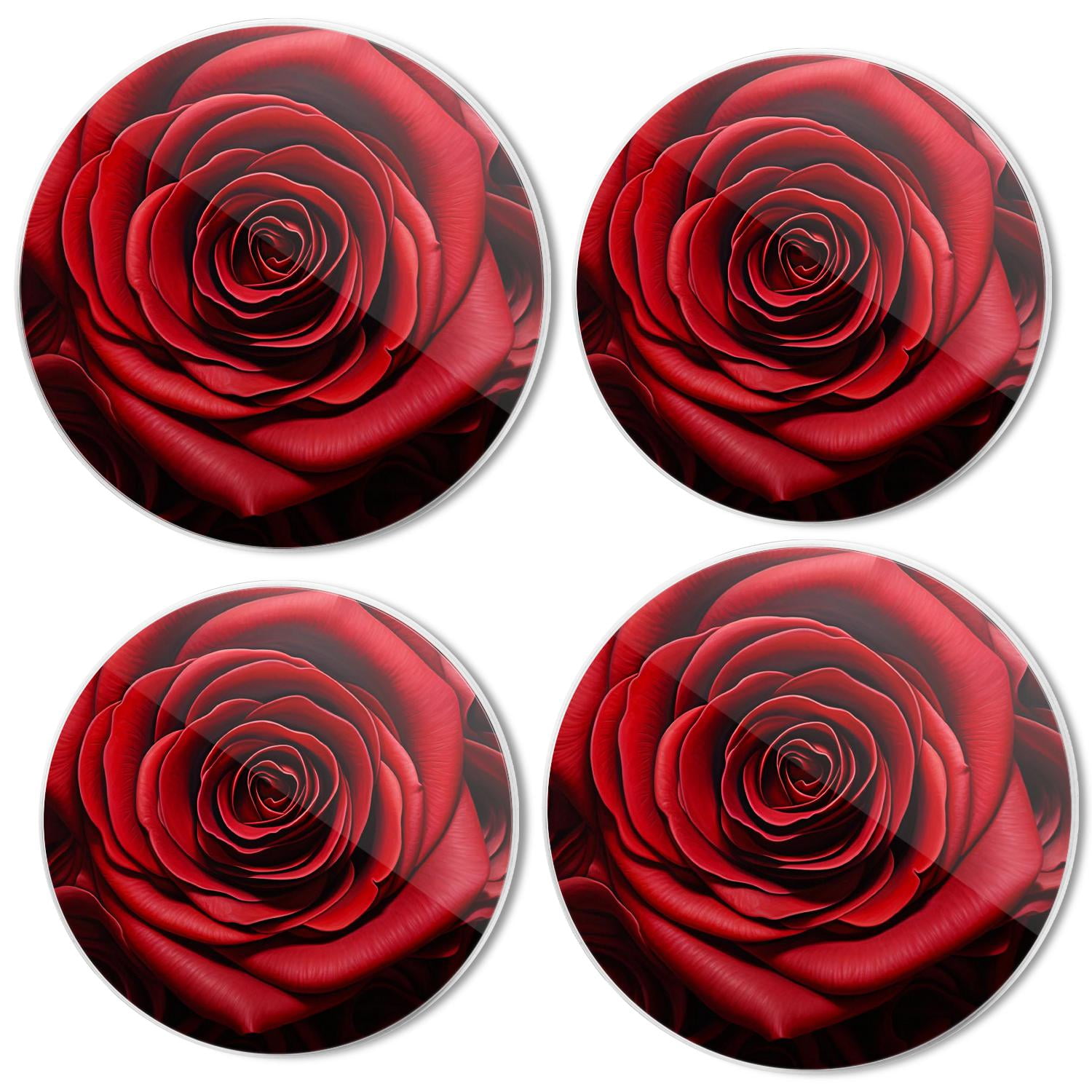 Bahomeck Gas Stove Burner Cover Set Of 4，Classic Red Roses Flower Metal ...