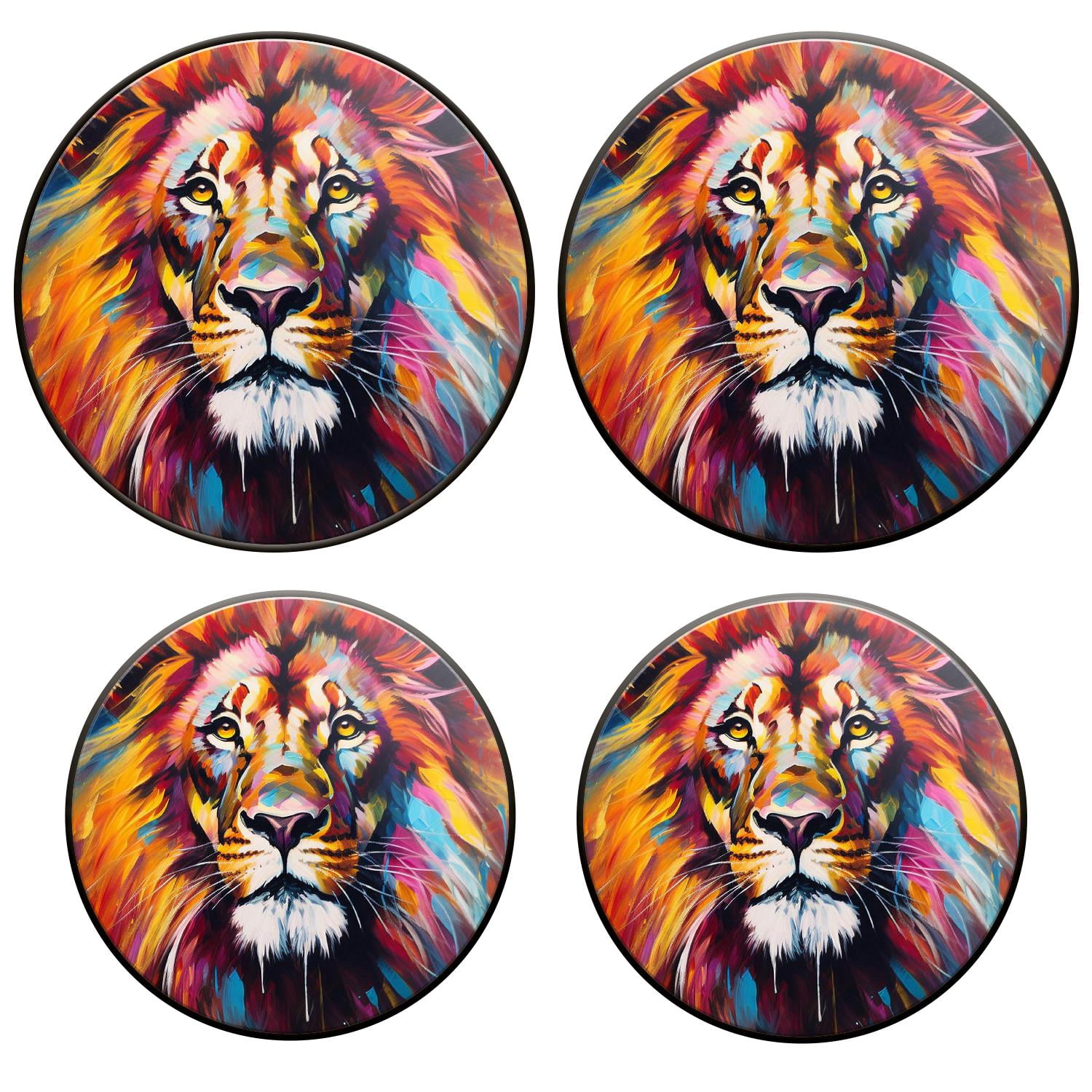 Bahomeck Gas Stove Burner Cover Set Of 4，Colorful Lion Head Oil ...