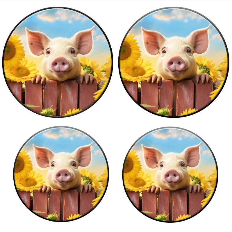 Bahomeck Gas Stove Burner Cover Set Of 4,Cute Pig Peeking Over The ...