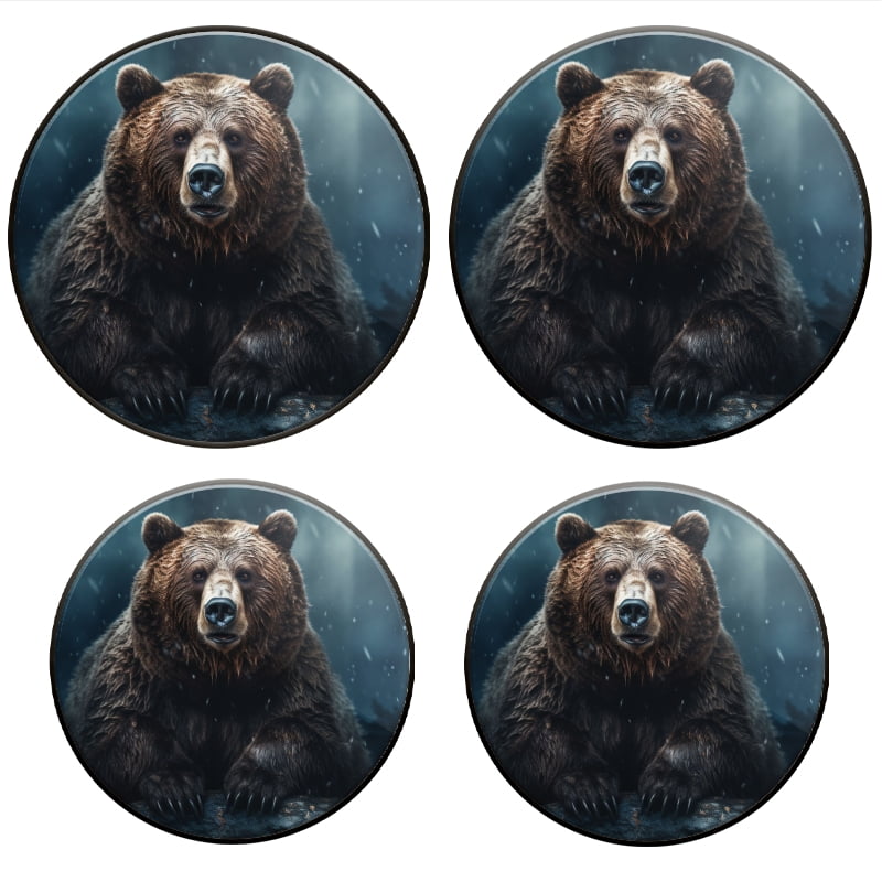 Bahomeck Gas Stove Burner Cover Set Of 4,Grizzly Bear Sitting On Rocks ...