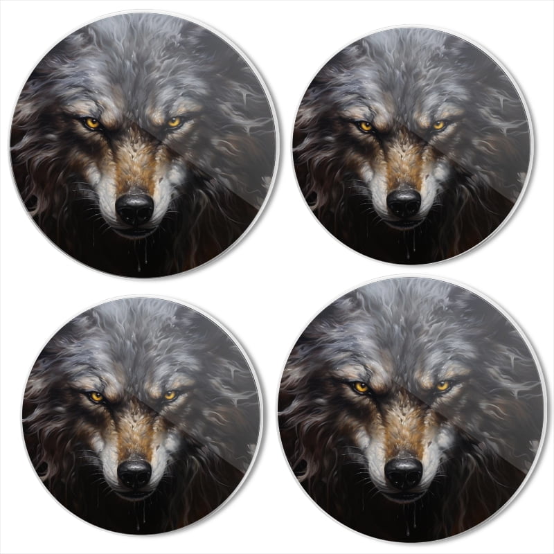 Bahomeck Gas Stove Burner Cover Set Of 4,Painting Of Angry Wolf With ...