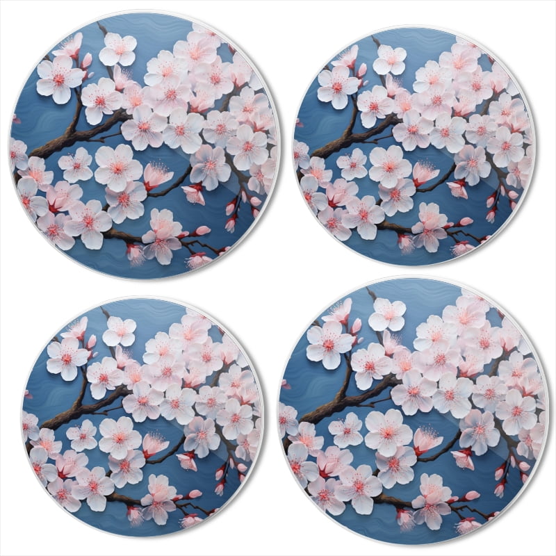 Bahomeck Gas Stove Burner Cover Set Of 4,Painting Of Cherry Blossoms On ...