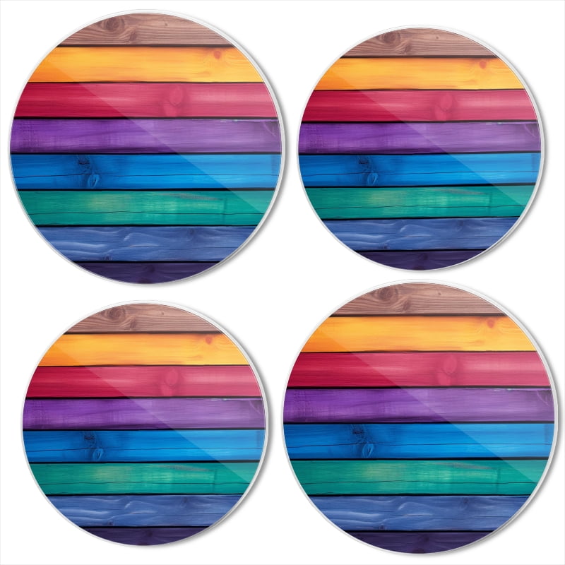 Bahomeck Gas Stove Burner Cover Set Of 4,Rainbow-Colored Wooden Wall ...
