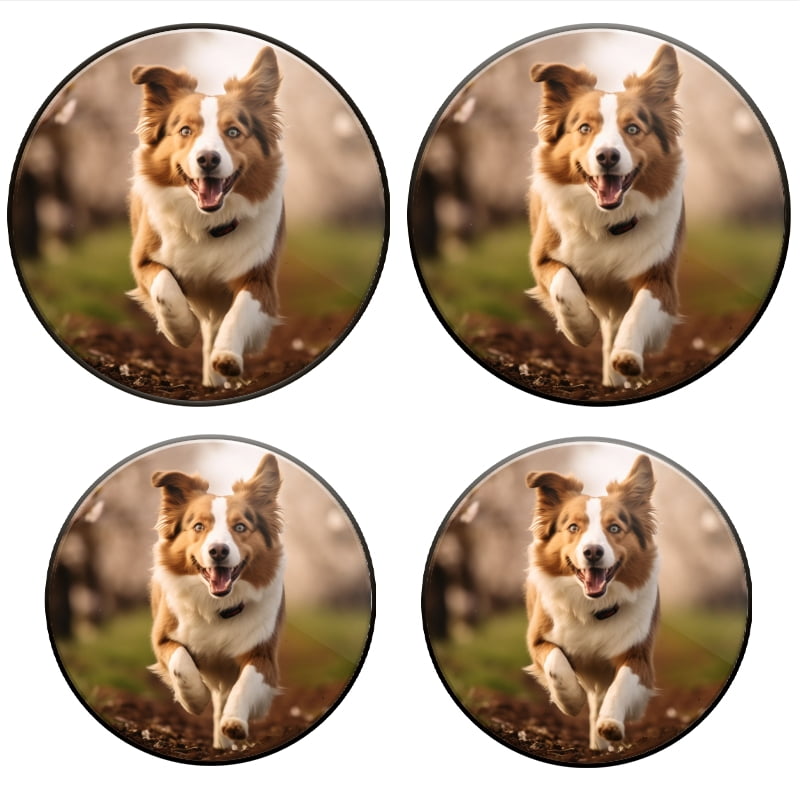 Bahomeck Gas Stove Burner Cover Set Of 4,Red And White Border Collie ...