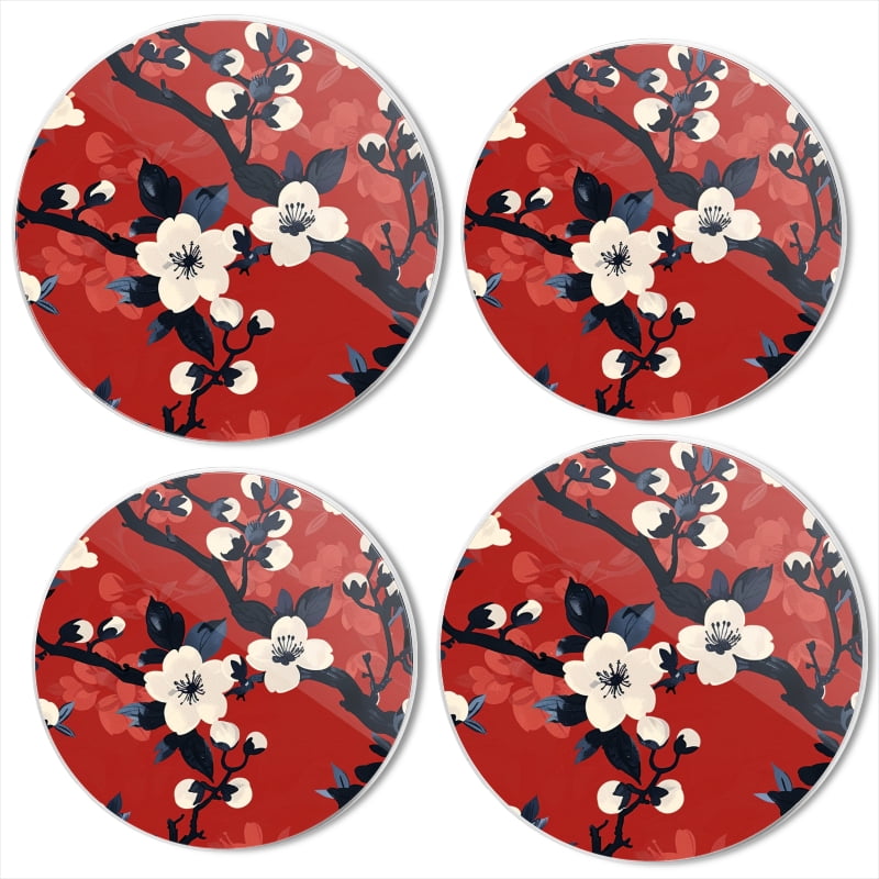 Bahomeck Gas Stove Burner Cover Set Of 4,Red Background With White ...