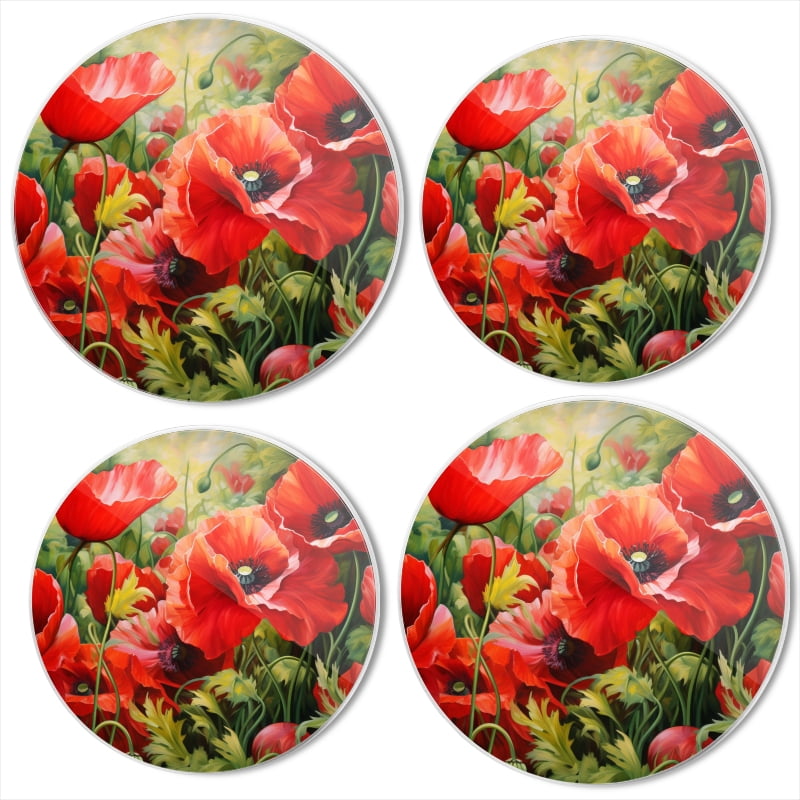 Bahomeck Gas Stove Burner Cover Set Of 4,Red Poppies In The Sun With ...