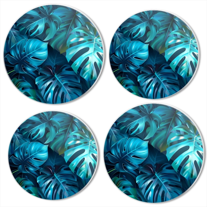 Bahomeck Gas Stove Burner Cover Set Of 4,Teal Monstera Leaves Against ...