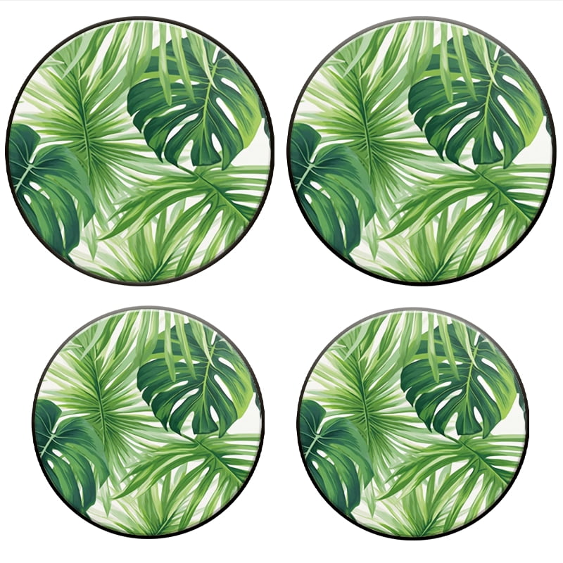 Bahomeck Gas Stove Burner Cover Set Of 4,Vibrant Green Palm Leaves And ...