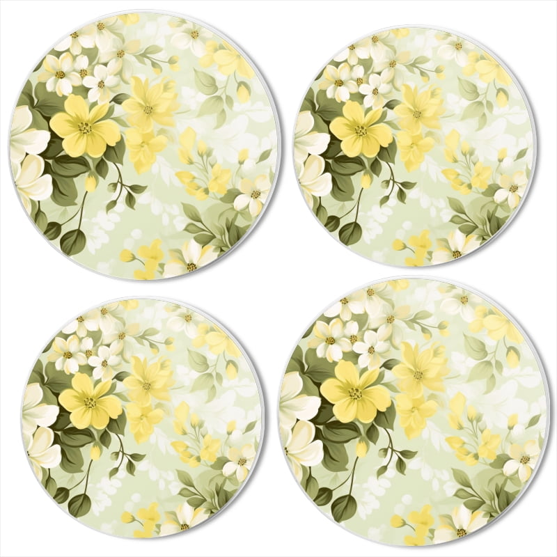 Bahomeck Gas Stove Burner Cover Set Of 4,Yellow And White Flowers On ...