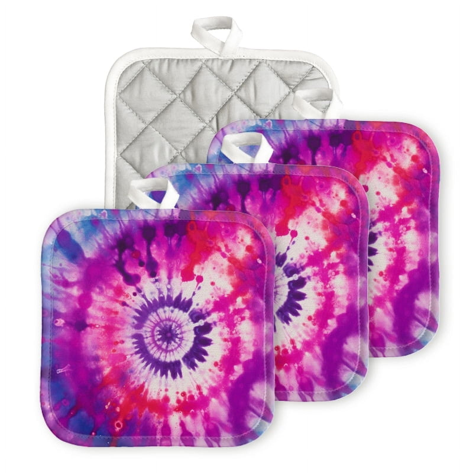 Bahomeck Heat Resistant Hot Pads 4 Pack Abstract Tie-Dye Pattern In ...