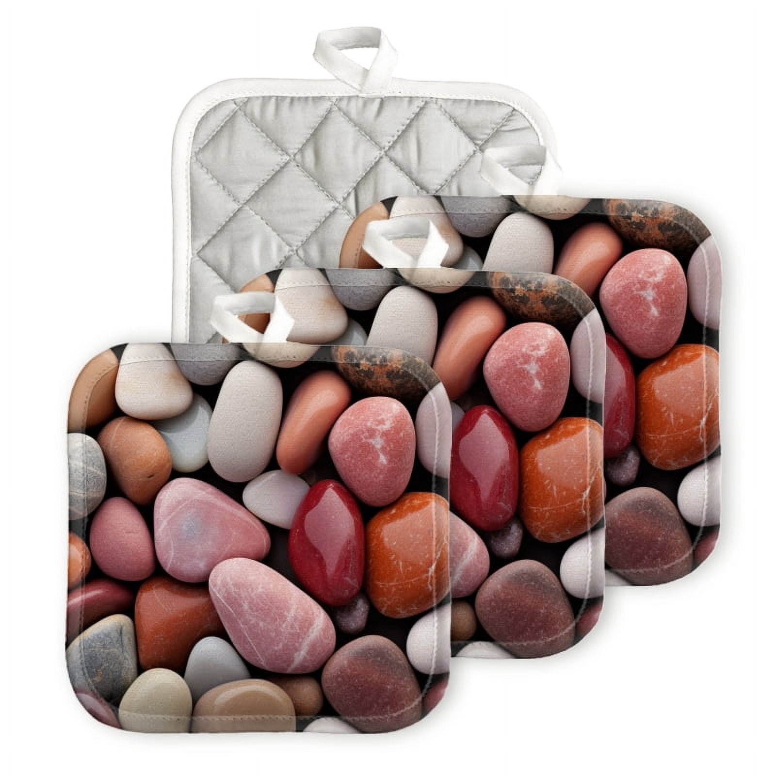Bahomeck Heat Resistant Hot Pads 4 Pack Colorful Smooth Pebbles In ...