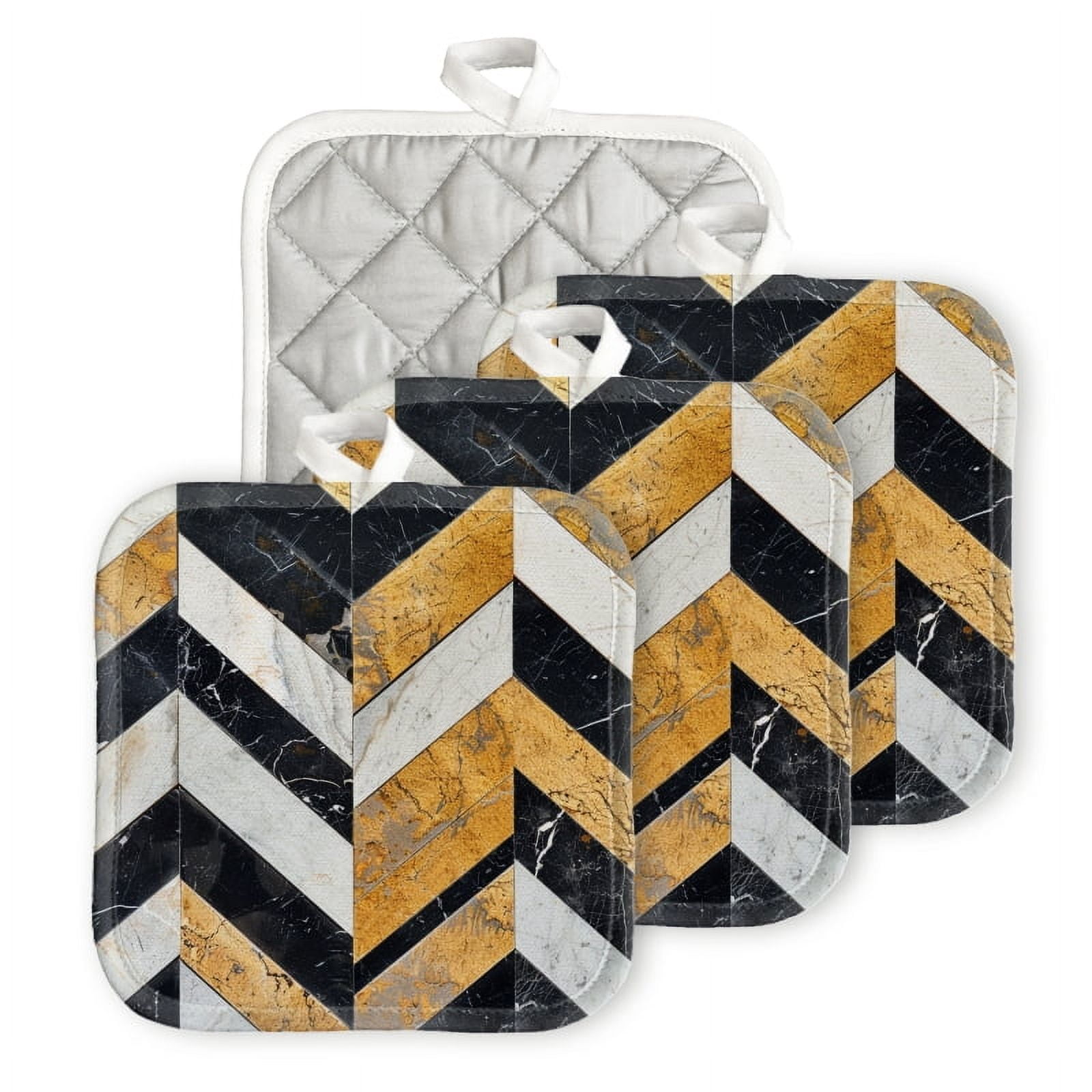 Bahomeck Heat Resistant Hot Pads 4 Pack Herringbone Pattern Made Of ...