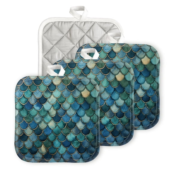 Bahomeck Heat Resistant Hot Pads 4 Pack Mermaid Scales With Unique ...