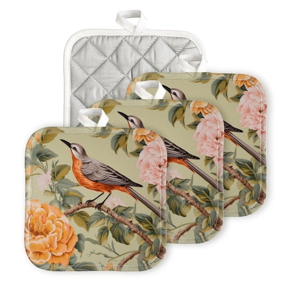 Bahomeck Heat Resistant Hot Pads 4 Pack Oriole Bird Perched On Branch ...