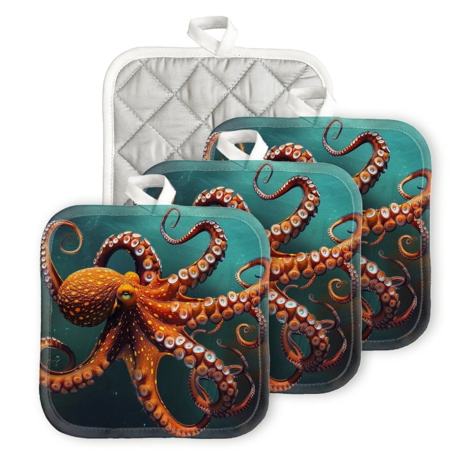 Bahomeck Pot Holder 4Pcs,Vibrant Octopus Gracefully Swimming In The ...