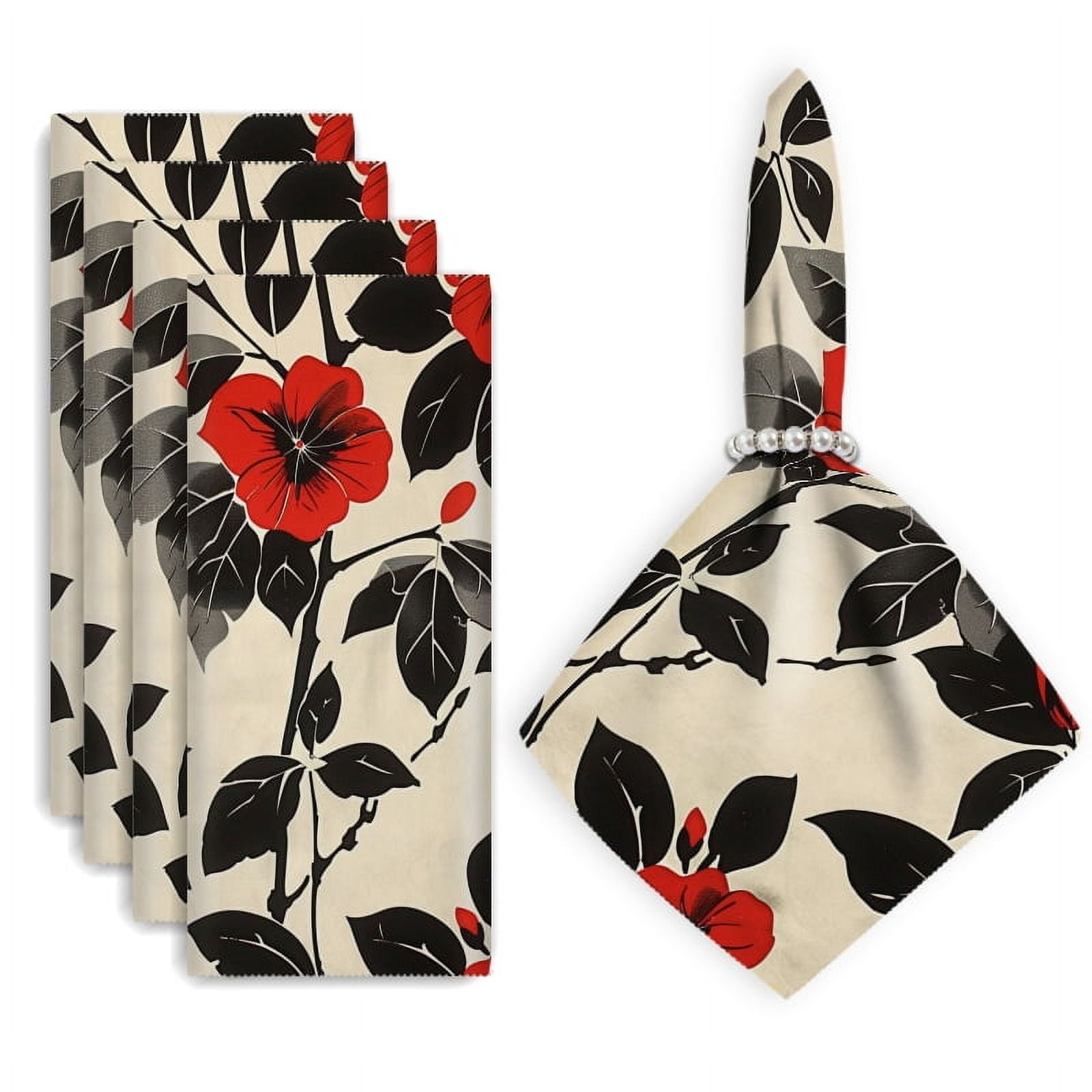 Bahomeck Napkins Set Of 4 Reusable Washable Square Fabric Dining Table ...