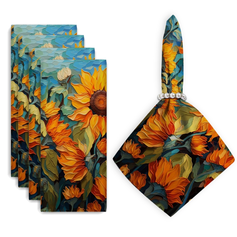 Bahomeck Napkins Set Of 4 Reusable Washable Square Fabric Dining Table ...