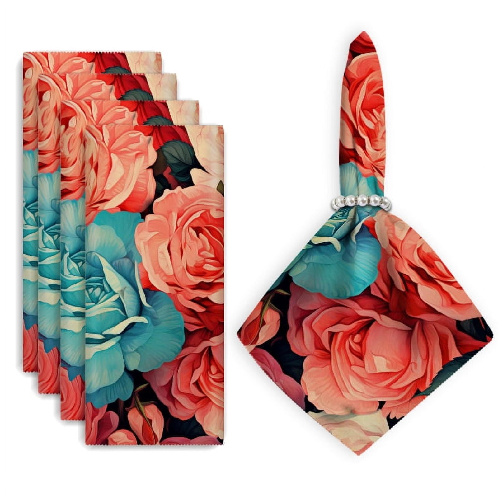 Bahomeck Napkins Set Of 4 Reusable Washable Square Fabric Dining Table ...