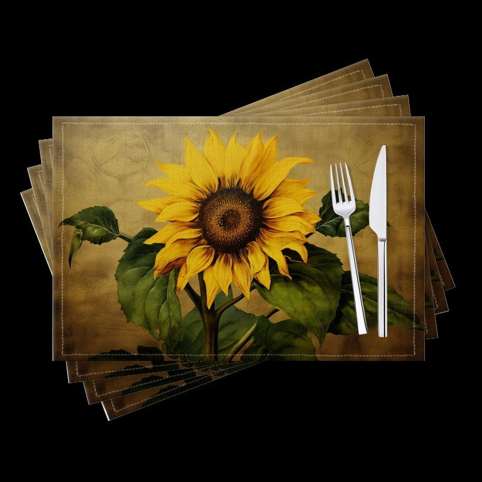 Bahomeck Placemats Set Of 4 Rectangle Linen Cotton Placemats For Dining ...