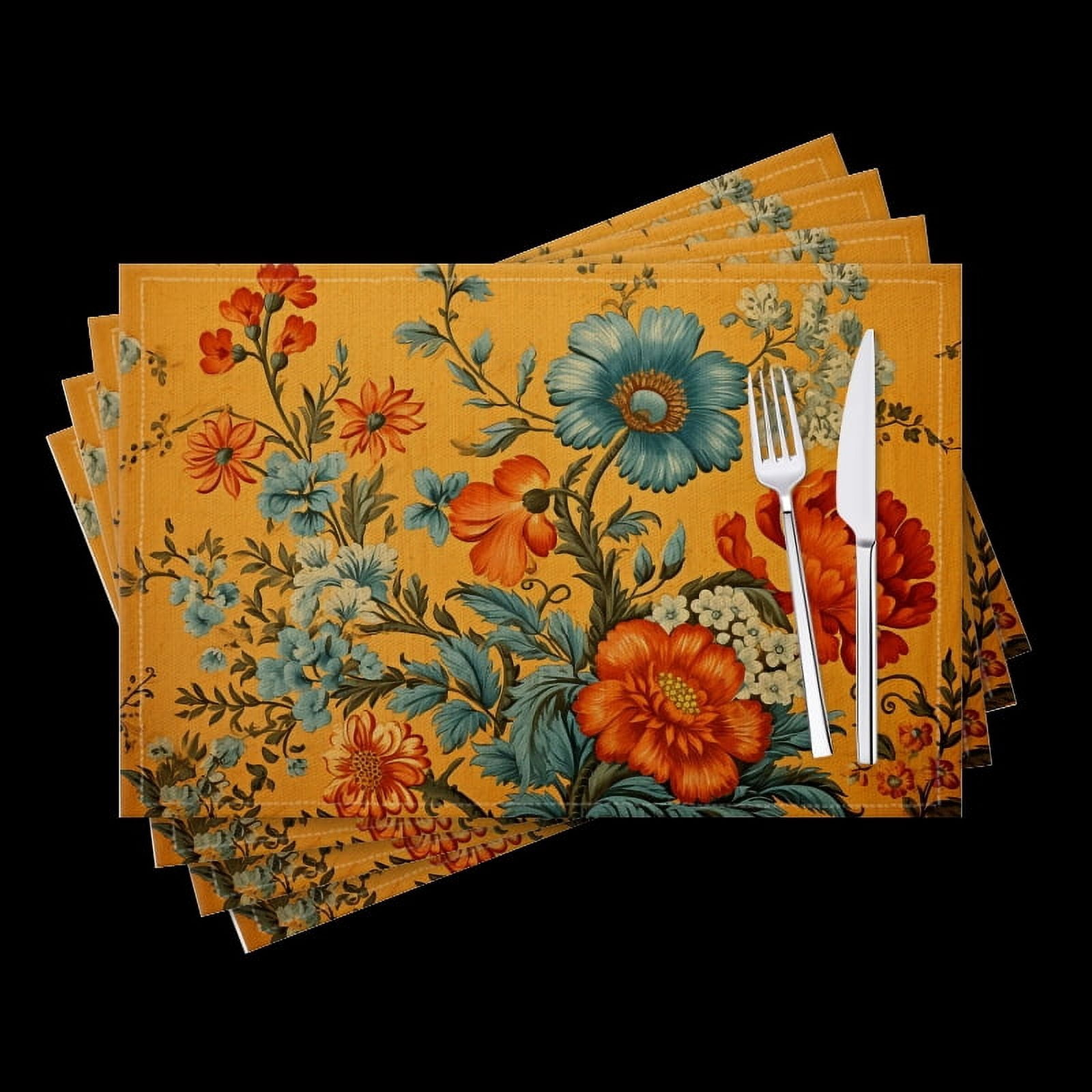 Bahomeck Placemats Set Of 4 Rectangle Linen Cotton Placemats For Dining ...