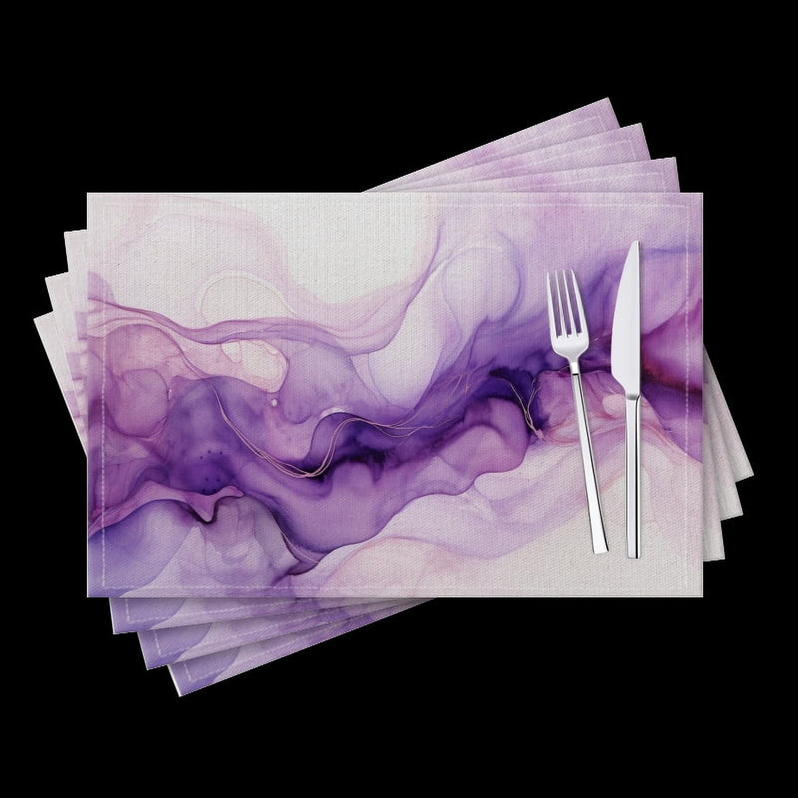 BaHomeck placemats Set of 4 Abstract Purple And White Watercolor ...