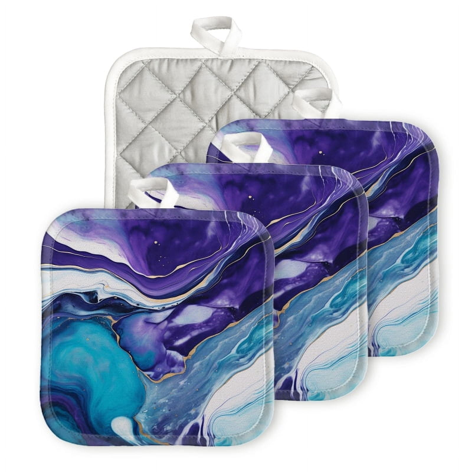 Bahomeck Pot Holder 4Pcs,Abstract Fluid Art Painting In Shades Of ...